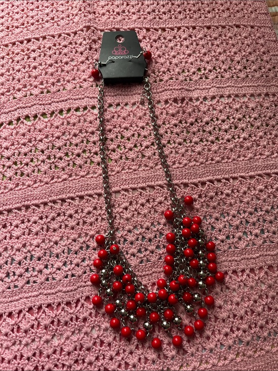 paparazzi | Jewelry | Paparazzi Red Beaded Cascade Necklace | Poshmark